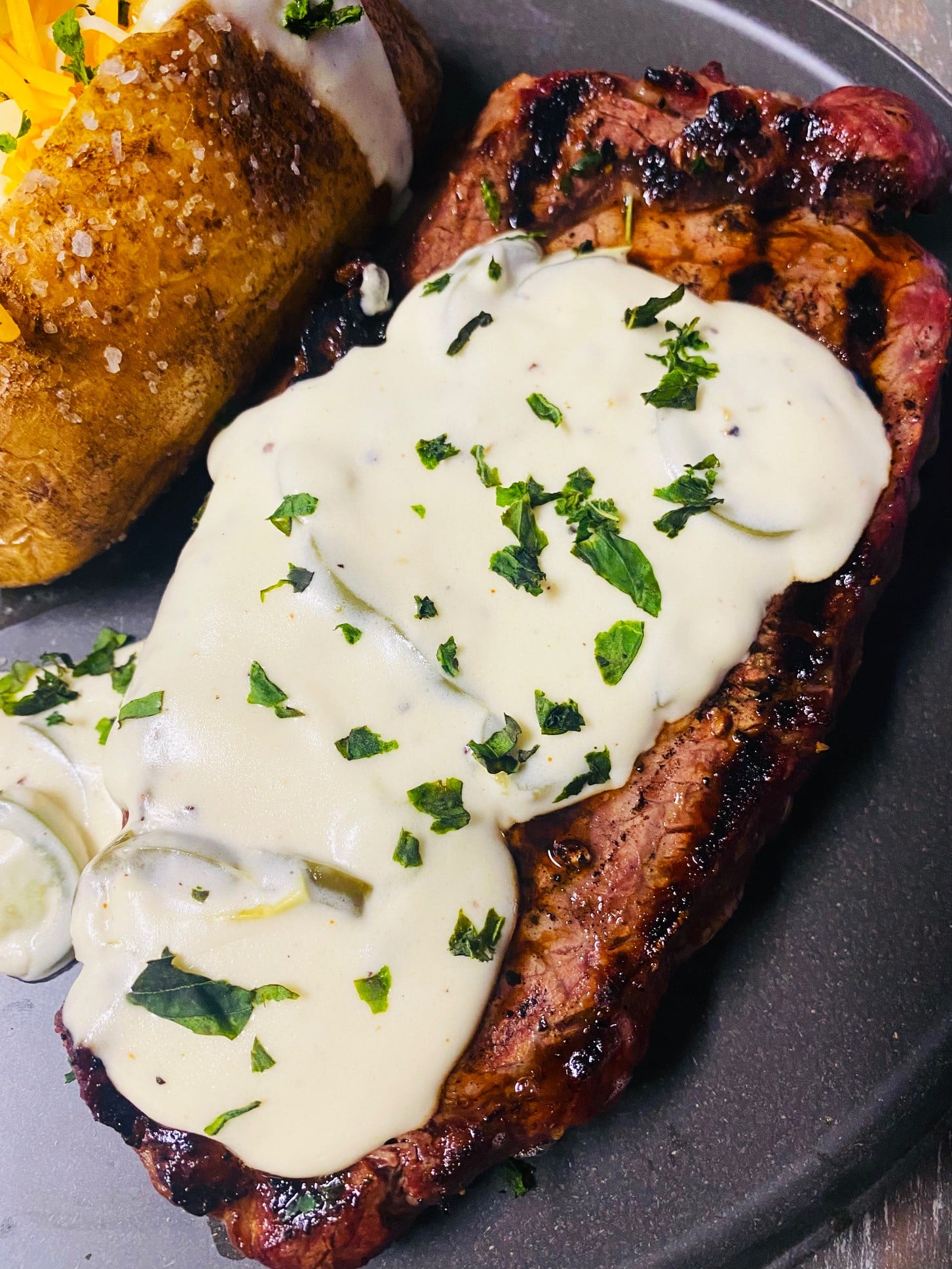 Steak with Jalapeno Popper Cream Sauce - If You Give a Girl a Grill