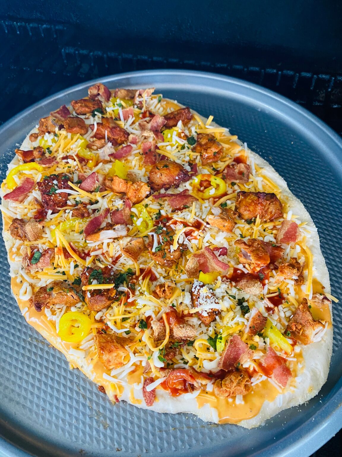 Traeger Buffalo Chicken Bacon Pizza - If You Give a Girl a Grill